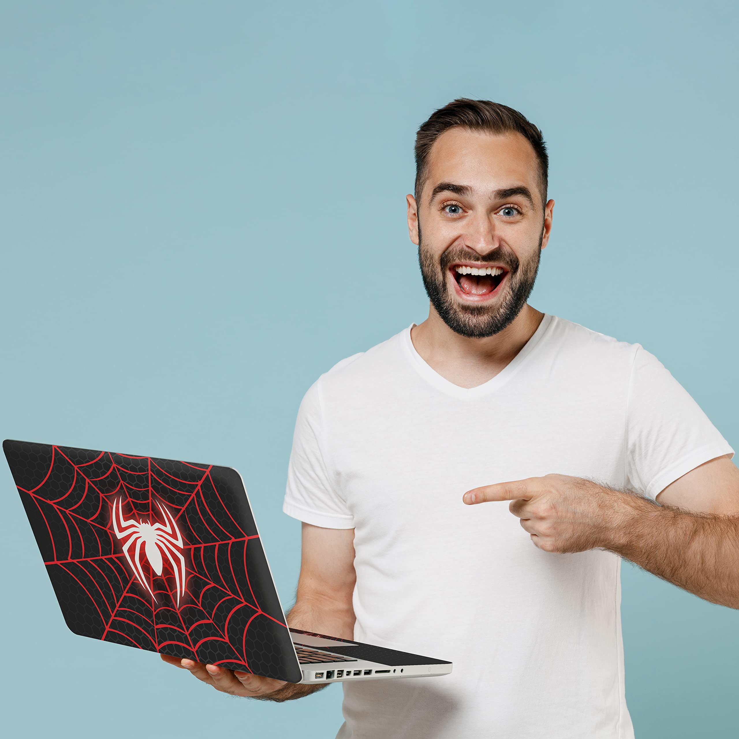 HK Studio Laptop Skin Decal Specific Fit for HP 15.6" with No Cutting Required, No Bubble, Waterproof, Scratch Resistant, Spider Design - Including Wide Screen and Full Wrist Pad Skin