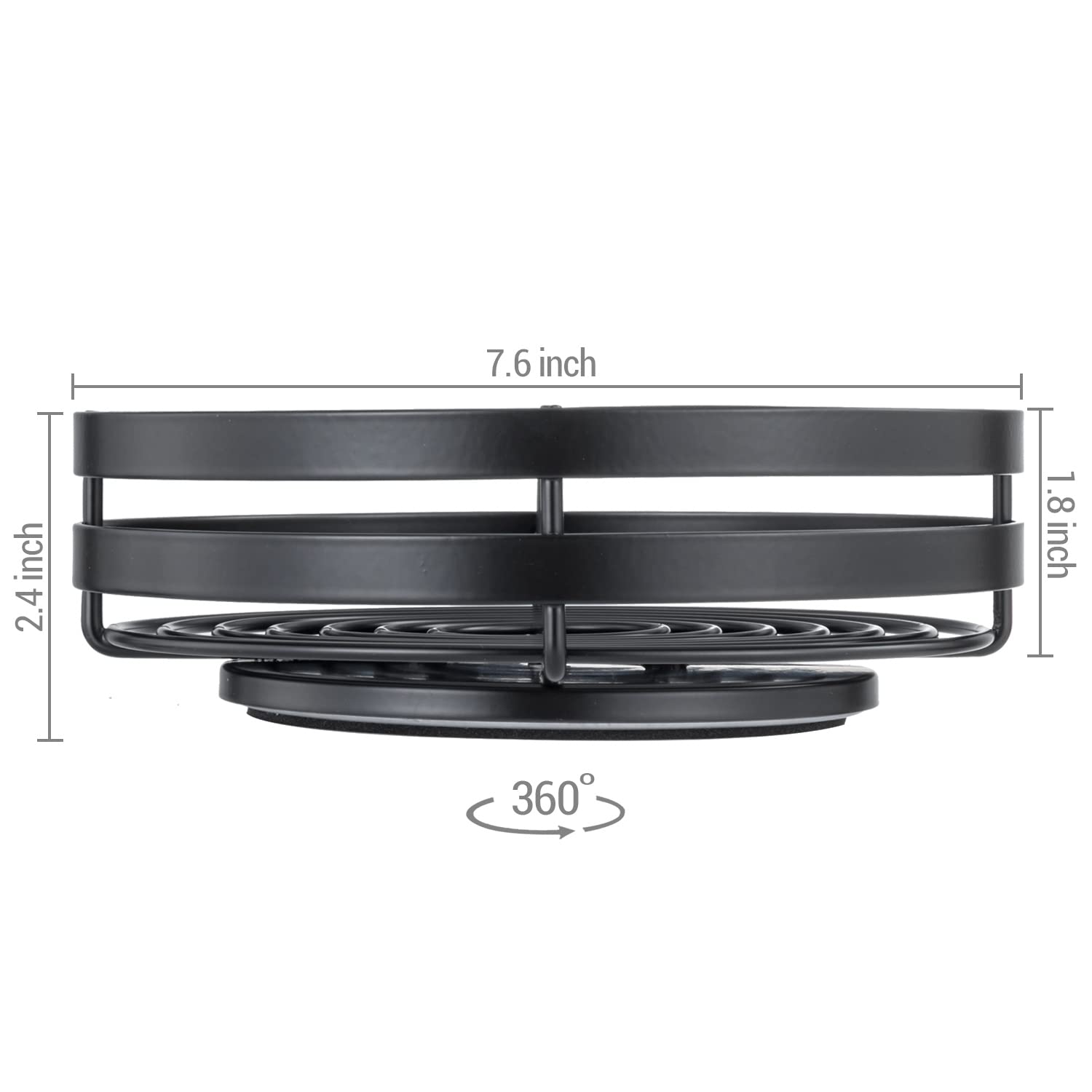 MyGift Modern Matte Black Metal Tabletop Lazy Susan Spice Rack Round Turntable Tray, Seasoning and Condiment Holder Spinning Rack