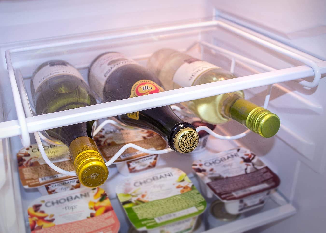 Sorbus® Fridge Wine Rack- Refrigerator Bottle Rack Holds 3 Bottles of Your Favorite Wine or Drink Universal Bottle Holder Will Fit Most Fridges