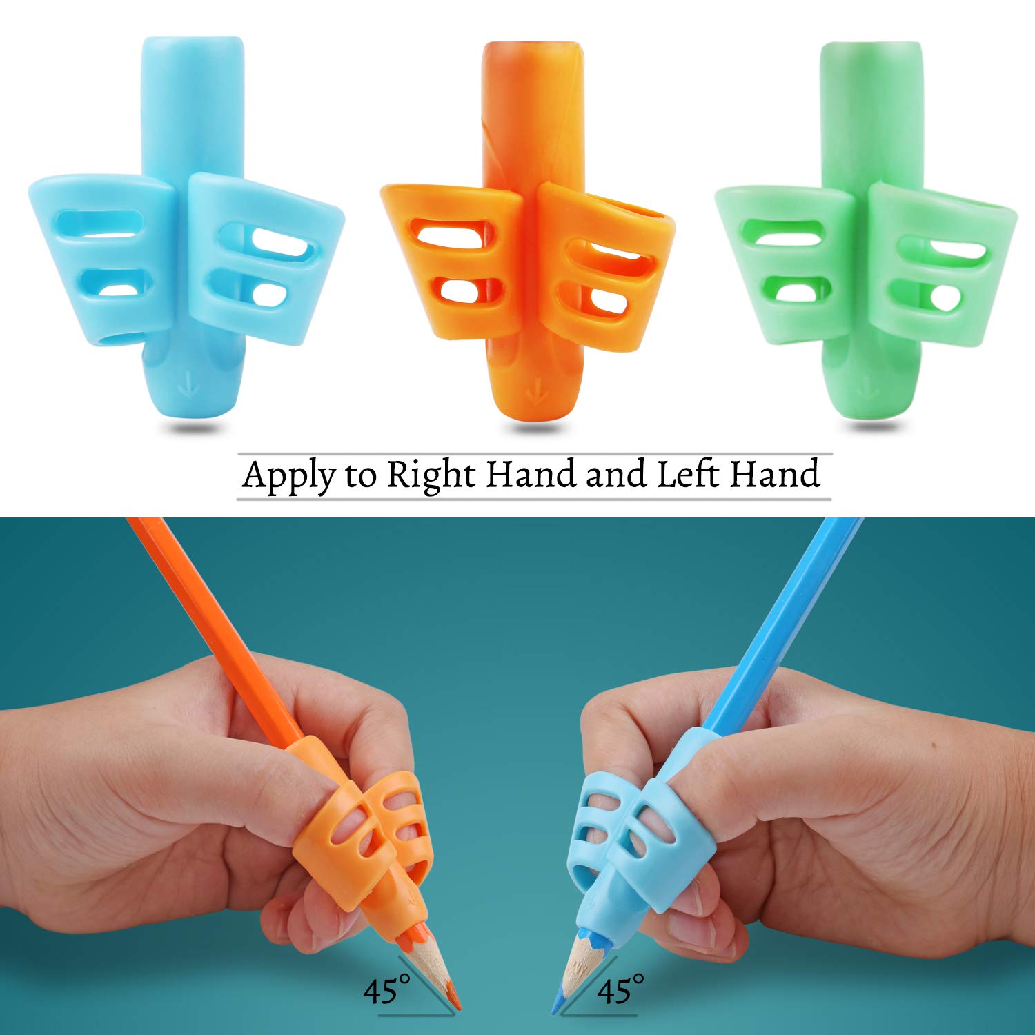 Pencil Grips, DMFLY Pencil Grips for Kids Handwriting, Children Pen Writing Aid Grip Set Posture Correction Tool for Kids Preschoolers Children, Hollow Ventilation Design, 3 Pack