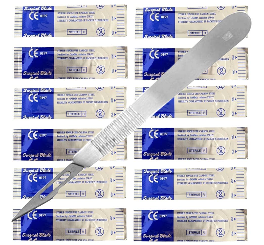 25 Pcs Scalpel Blades BP Scalpel Handle #11 Suitable for Surgical Sign Craft Card Making Cutter Podiatry Dental Medical Vet Students