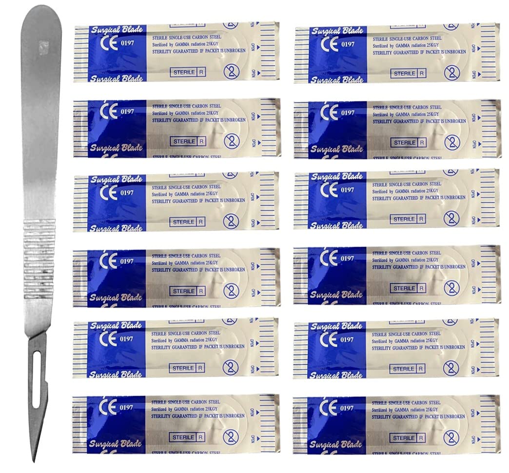 25 Pcs Scalpel Blades BP Scalpel Handle #11 Suitable for Surgical Sign Craft Card Making Cutter Podiatry Dental Medical Vet Students