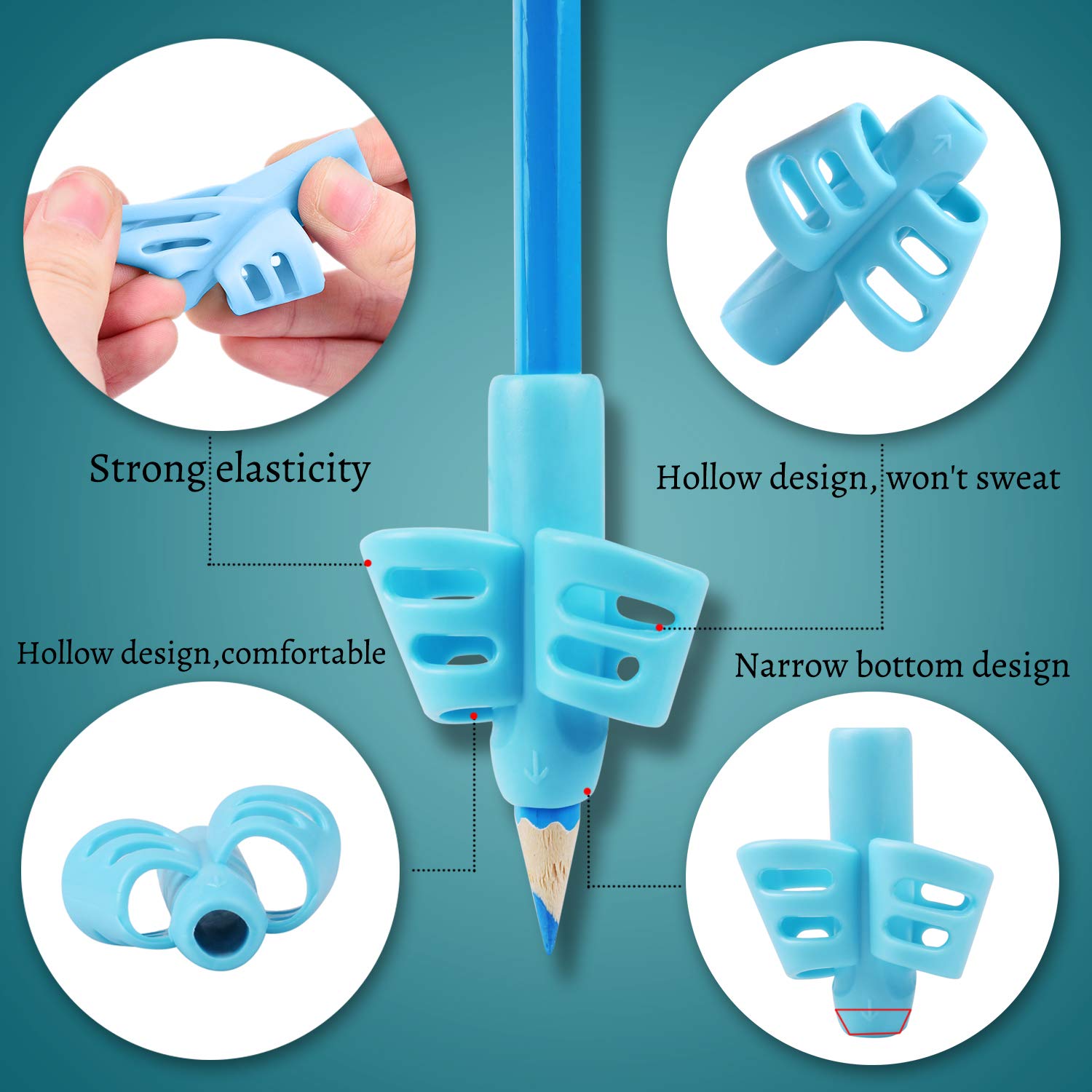 Pencil Grips, DMFLY Pencil Grips for Kids Handwriting, Children Pen Writing Aid Grip Set Posture Correction Tool for Kids Preschoolers Children, Hollow Ventilation Design, 3 Pack
