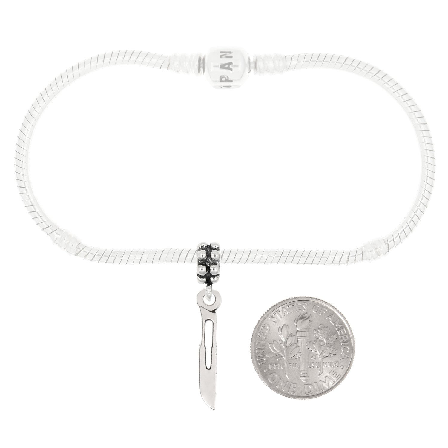 LGU Sterling Silver Oxidized Surgeon's Scalpel Dangle Bead Charm