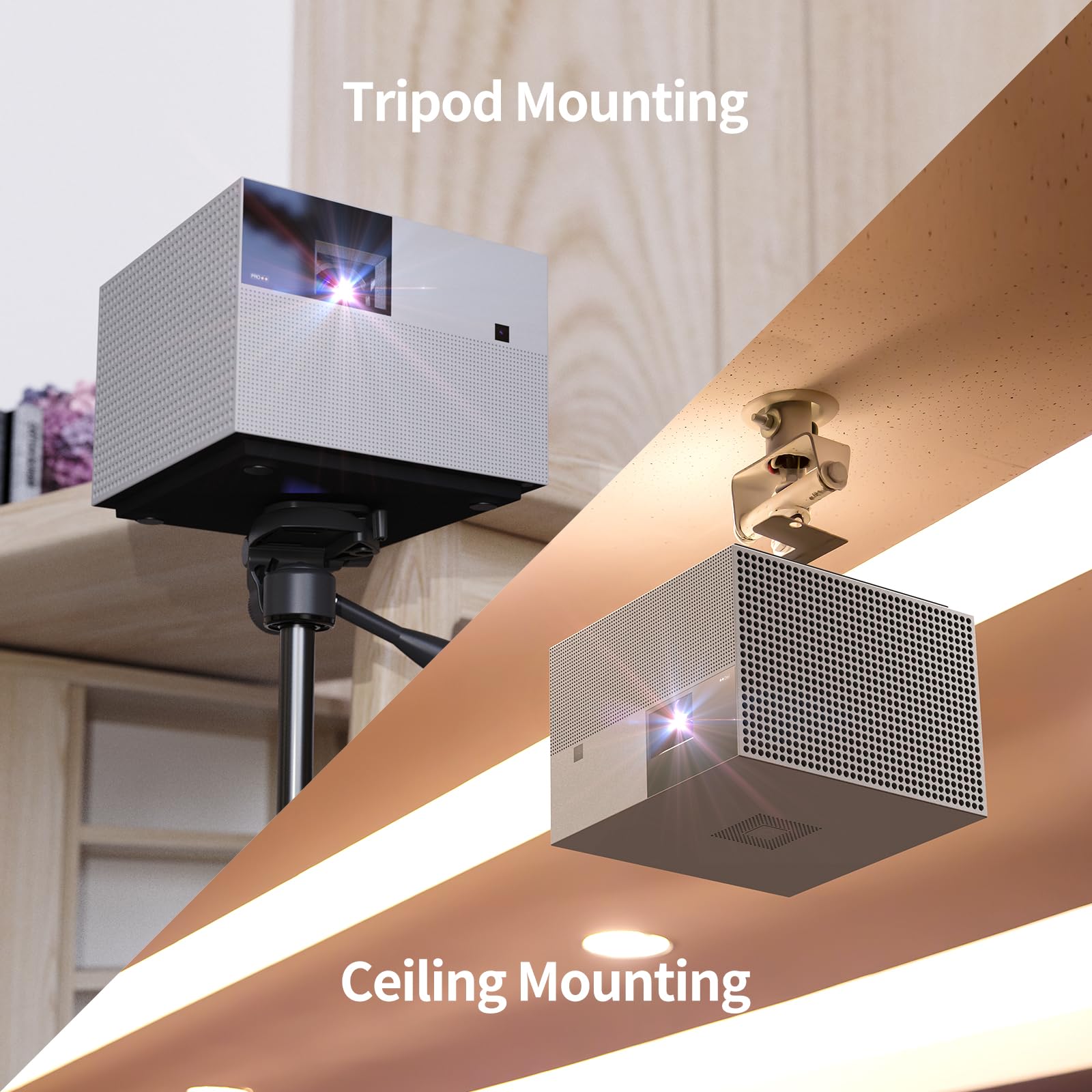 Movie Projector, WEMAX Vogue Pro 1080p Home Theater Projector with WiFi Bluetooth, 1600 ANSI Lumens, Support 4k, Dolby Audio DTS-HD, 200 Inch Image, Auto Object Avoidance, Side Projection
