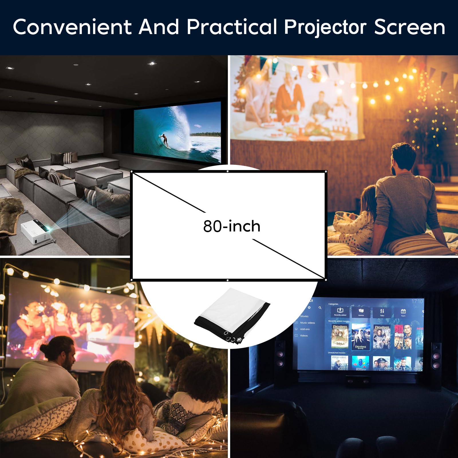 TMY Projector 7500 Lumens with 100" Projector Screen, 1080P Full HD Supported Portable Projector, Mini Movie Projector Compatible with TV Stick Smartphone HDMI USB AV, for Home Cinema & Outdoor Movies