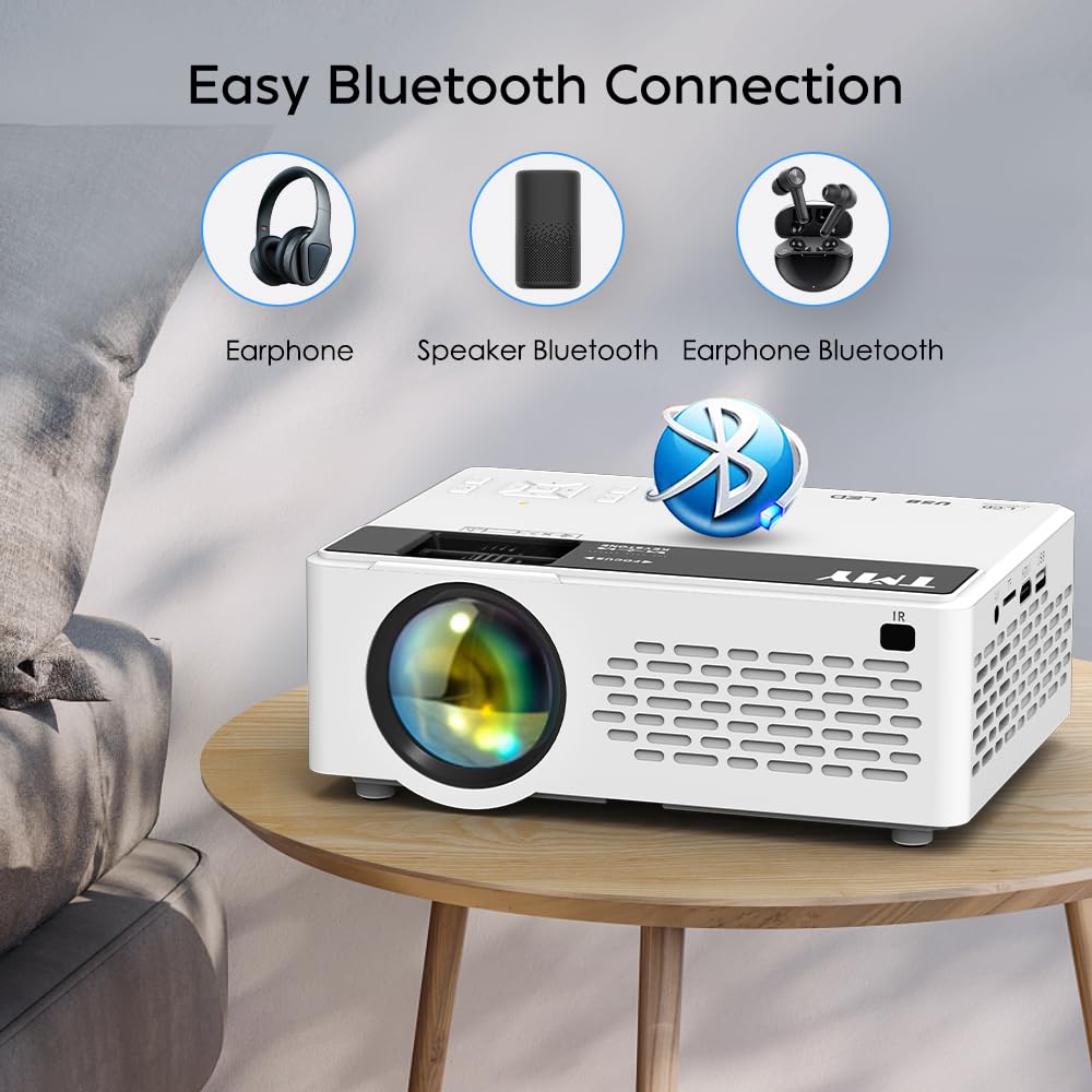TMY Projector 7500 Lumens with 100" Projector Screen, 1080P Full HD Supported Portable Projector, Mini Movie Projector Compatible with TV Stick Smartphone HDMI USB AV, for Home Cinema & Outdoor Movies