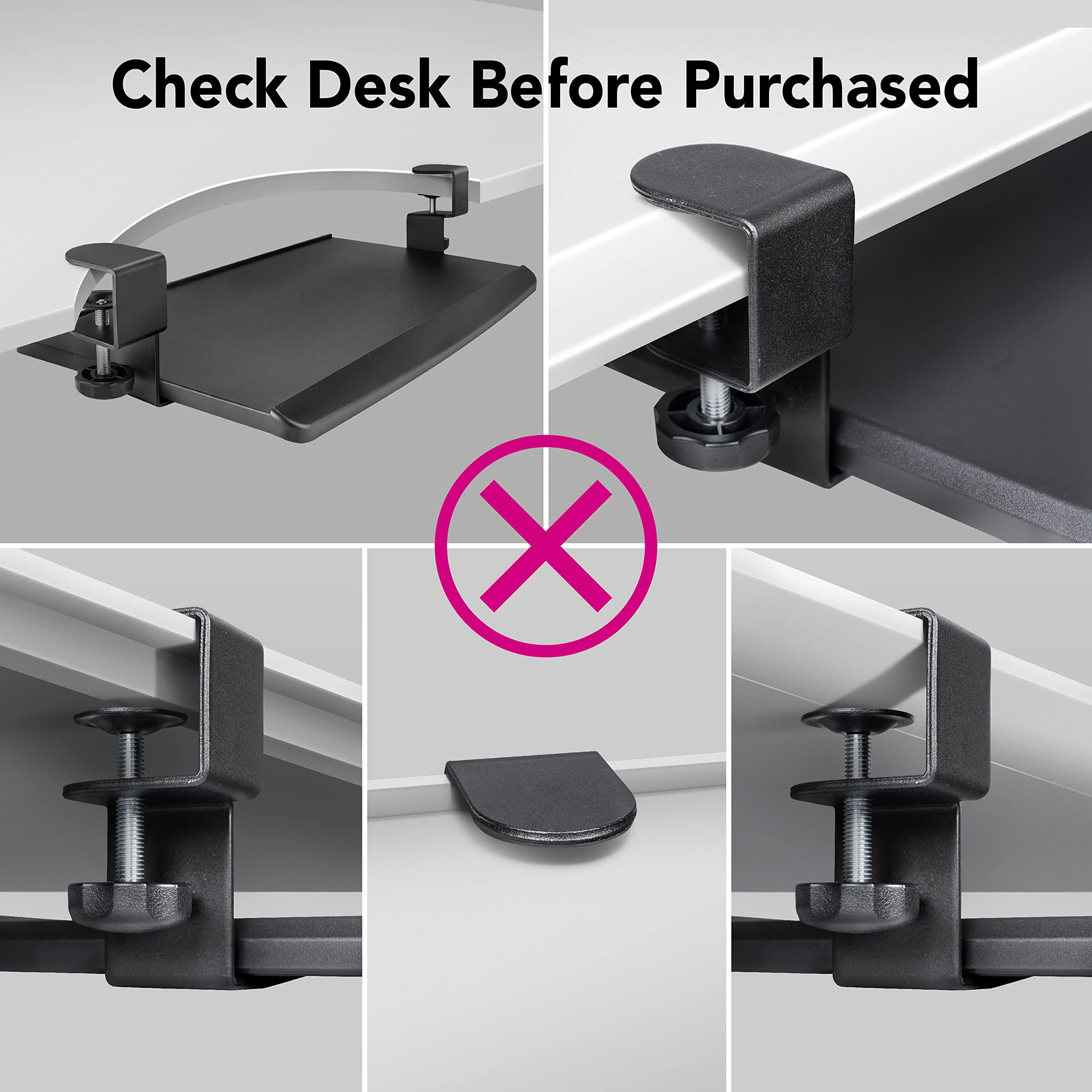 EHO Clamp-On Retractable Adjustable Keyboard Tray, Under Desk Ergonomic Keyboard Tray - Easy Tool-Free Install - Small Surface 20" x 11.5"