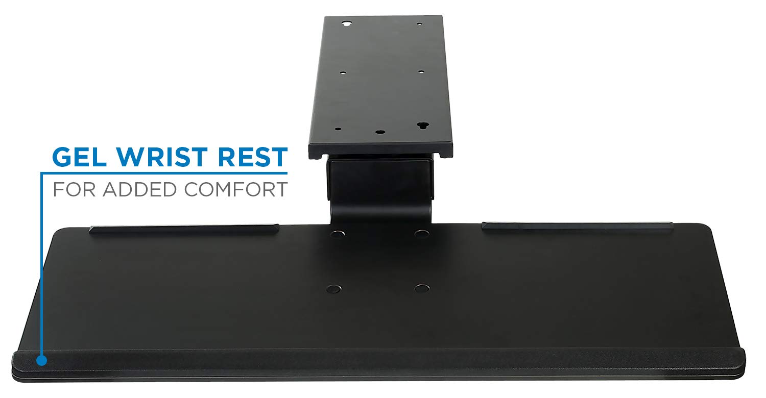 Mount-It! Under Desk Keyboard Tray and Mouse Platform, Ergonomic Computer Keyboard Drawer with Gel Wrist Pad, 17 inch Space Saving Track, Black (MI-7138)