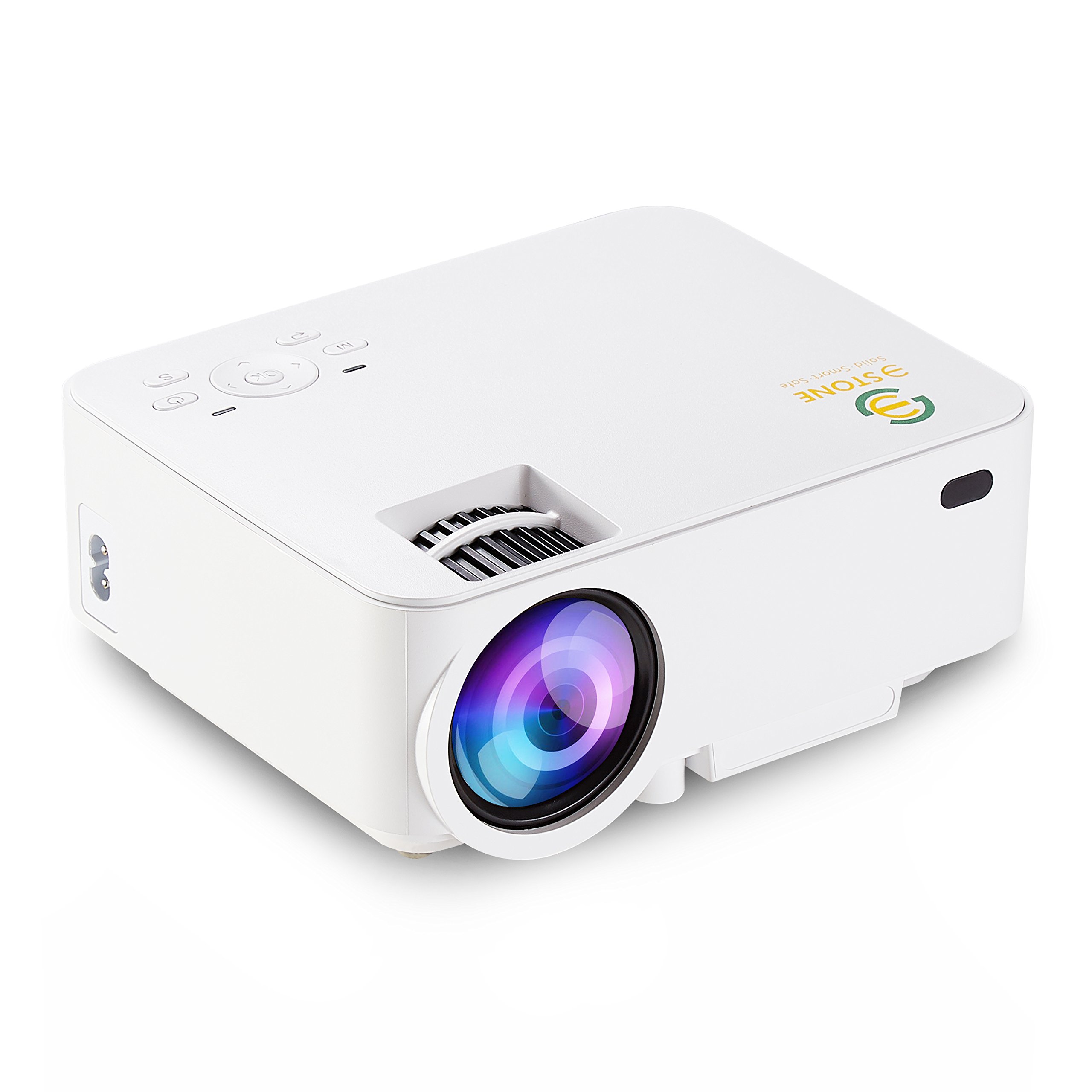 Mini Projector, 3Stone Upgraded Portable LCD Video Projector with 1080P Supported and Built-in Speakers, Multimedia Home Theater Small Projector Compatible with HDMI, USB, AV, DVD, VGA, Laptop