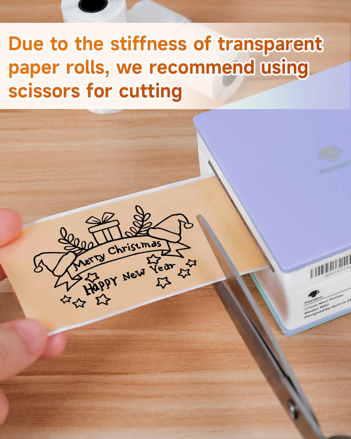 Phomemo Pocket Printer - M02 Mini Bluetooth Wireless Sticker Printer, Compatible with iOS & Android, Thermal Mobile Printer for Fun, memo, to-do List, Work Notes, DIY Journal, Purple