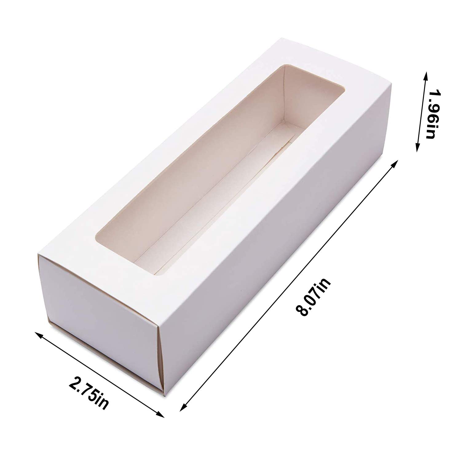25 Macaron Boxes, Macaron Gift Box, (Interior Mesurement 7.2 inch×1.96 inch×1.96 inch), Macaroons White macaron box,Macaron Packaging Boxes with Clear Window Kraft without Macarons inside