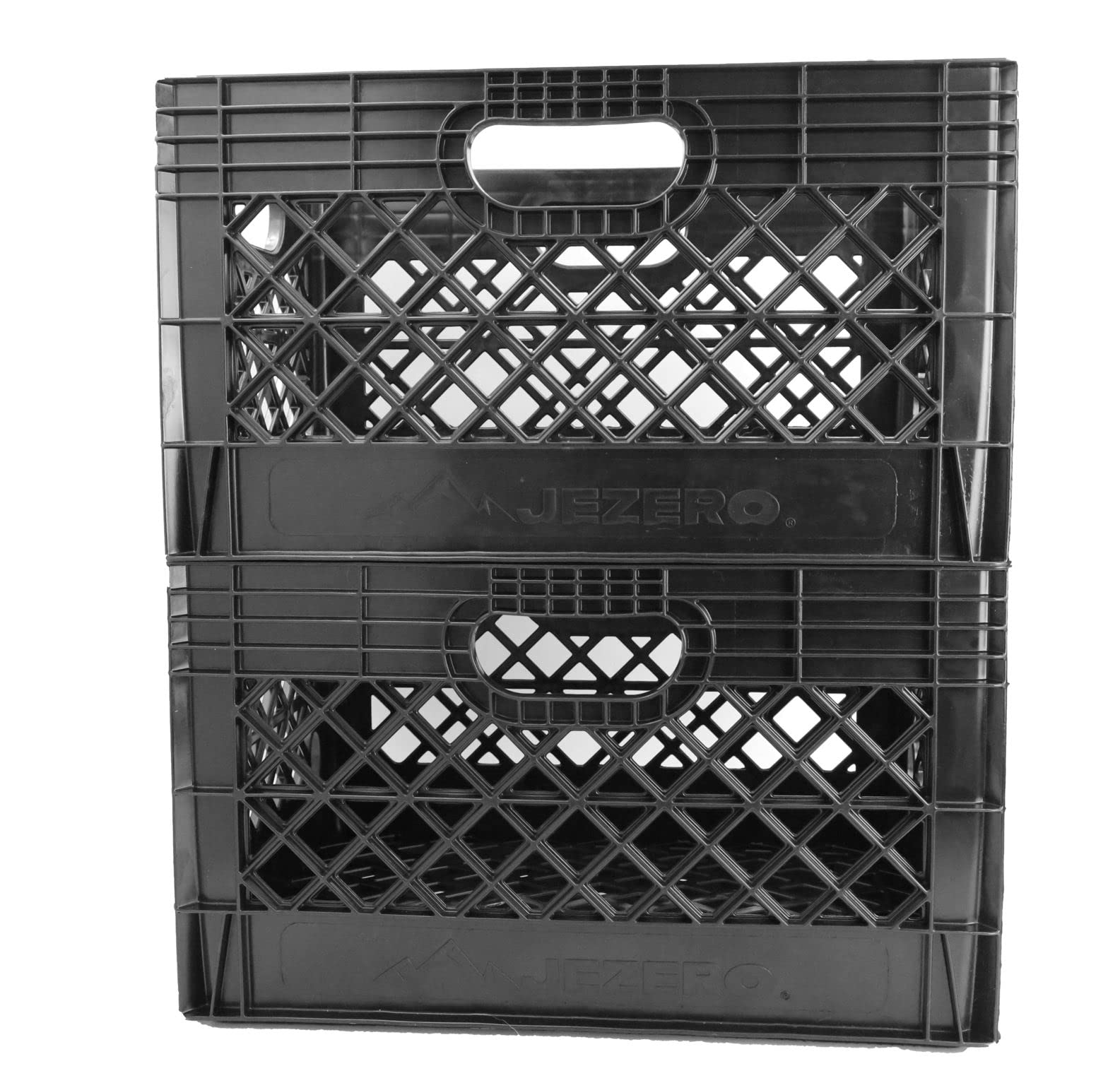 JEZERO Milk Crate for Household Storage: The Ultimate Storage Tote for Groceries, Garages, Kayaking & Outdoor, Stackable Storage | BLACK, Plastic, 13" x 11" x 19”, 2-Pack (MC24-2PK)