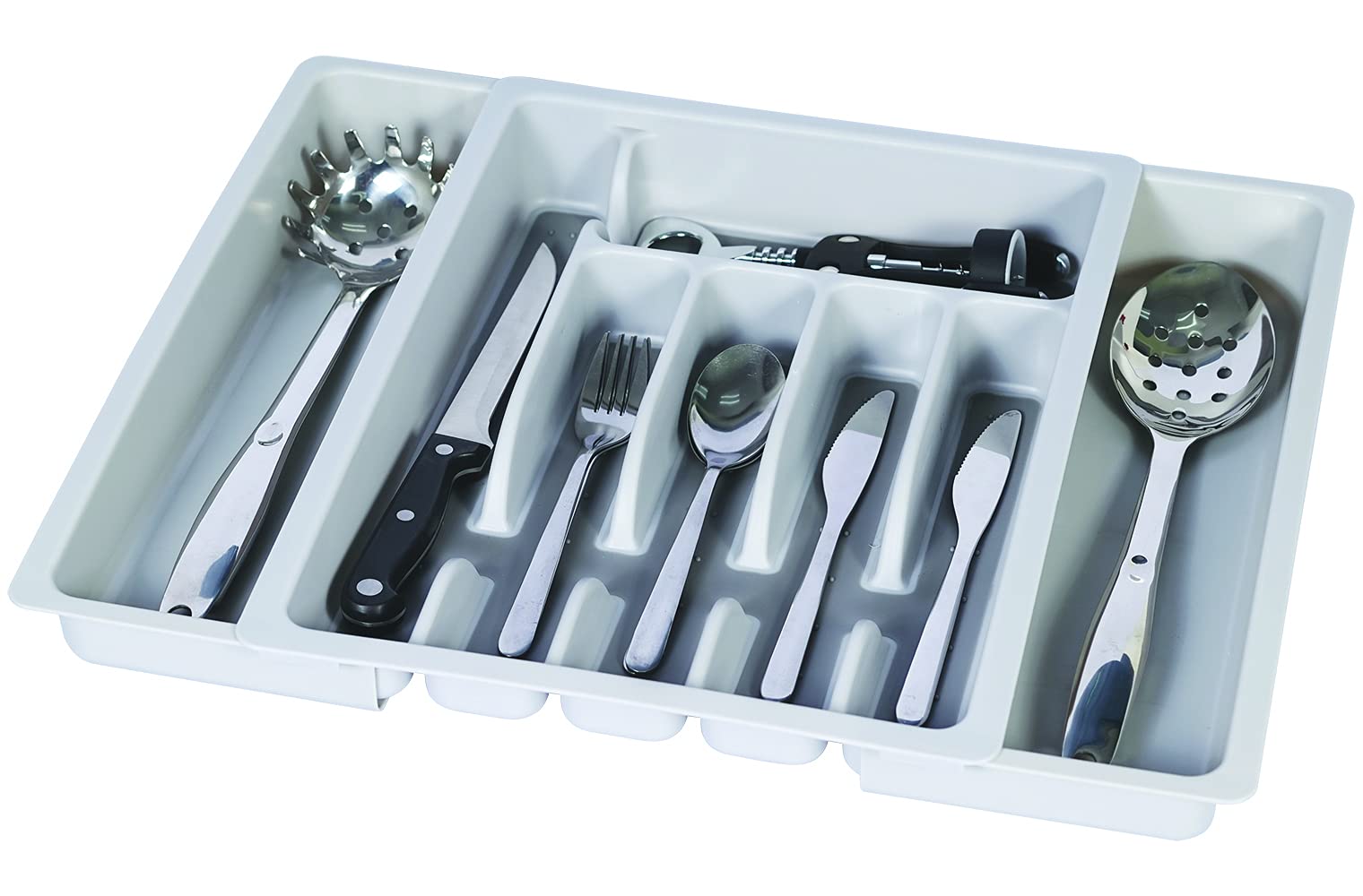 Expandable Utensil Drawer Organizer - Modern Cutlery Organizer in Drawer with Dividers - 8 Compartments Kitchen Silverware Drawer Organizer Tray for Utensils and Flatware