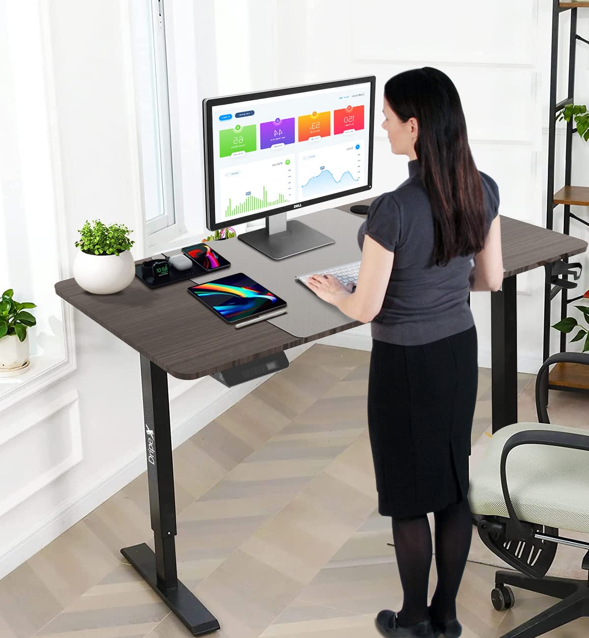 Dripex Electric Standing Desk Height Adjustable Computer Table-55 x 24 Inches Durable Large Workstation with Smart Memory for Home Office
