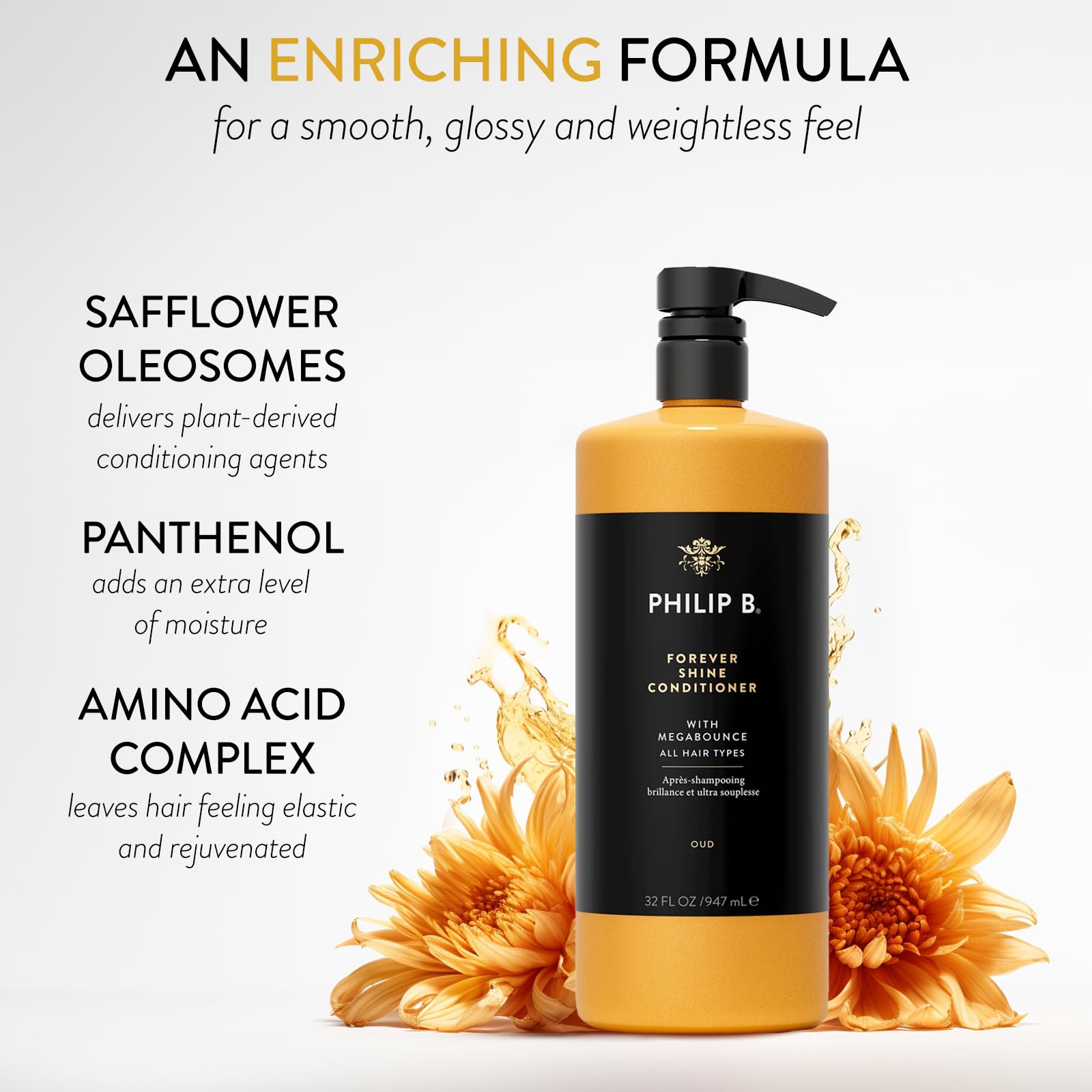 PHILIP B Forever Hair Shine Conditioner 32 oz. (947 ml) | Volume & Shine for Days