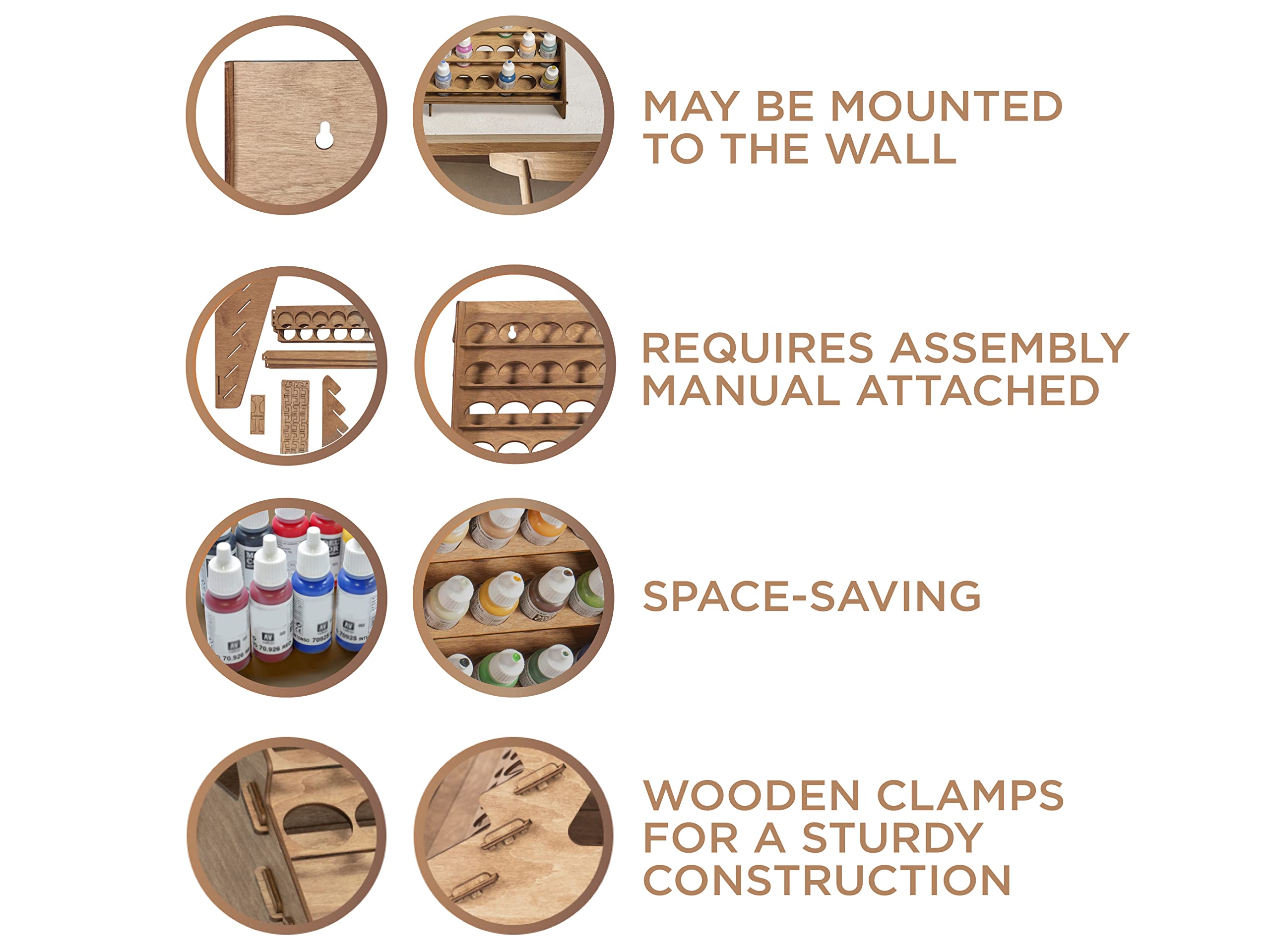 1 x Modular 74 holes + 1 x Wall Vallejo 72 holes Paint Rack Organizer