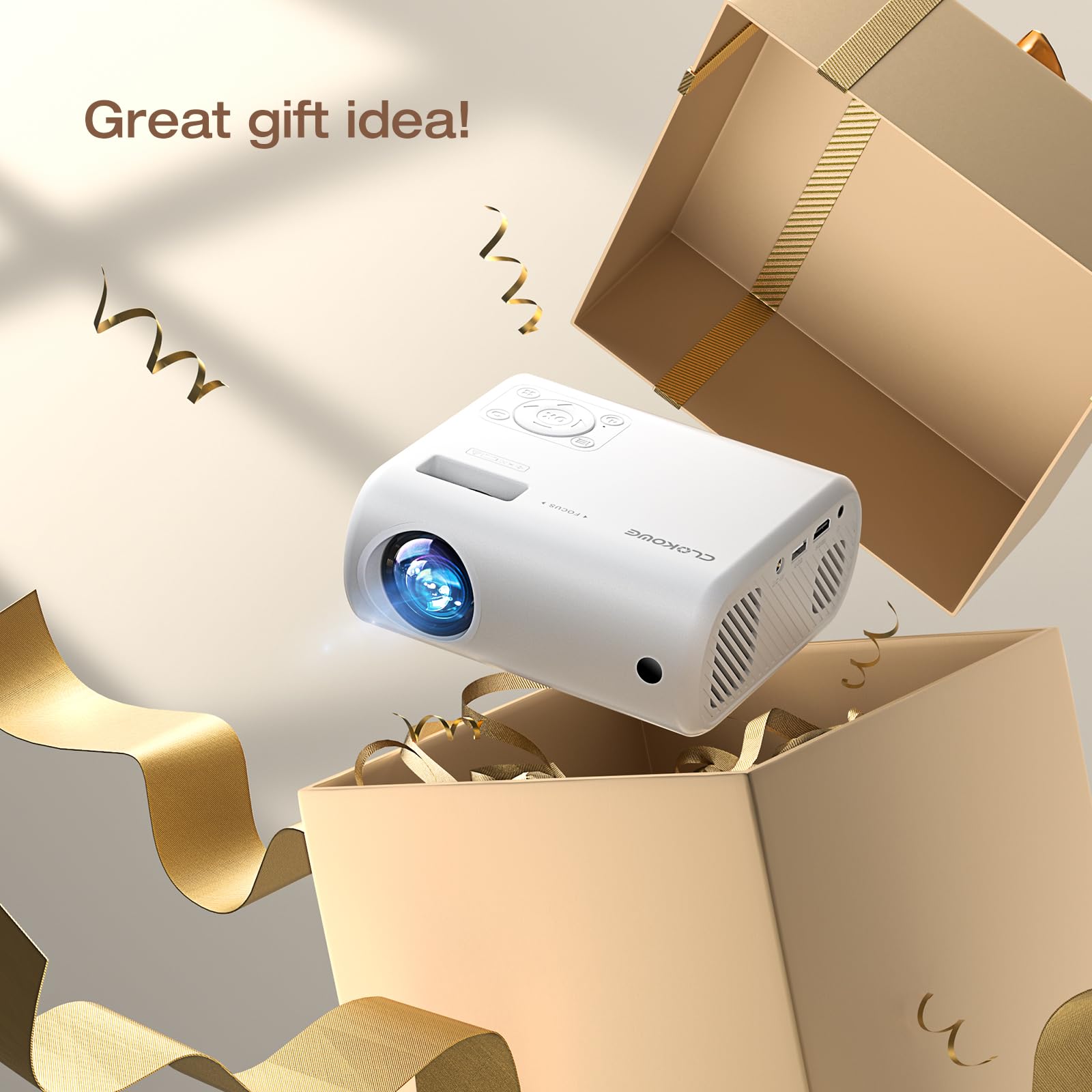 Mini Projector, CLOKOWE 2023 Upgraded Portable Projector with 7000 Lux and Full HD 1080P, Movie Projector Compatible with iOS/Android Phone/Tablet/Laptop/PC/TV Stick/Box/USB Drive/DVD/Game Console