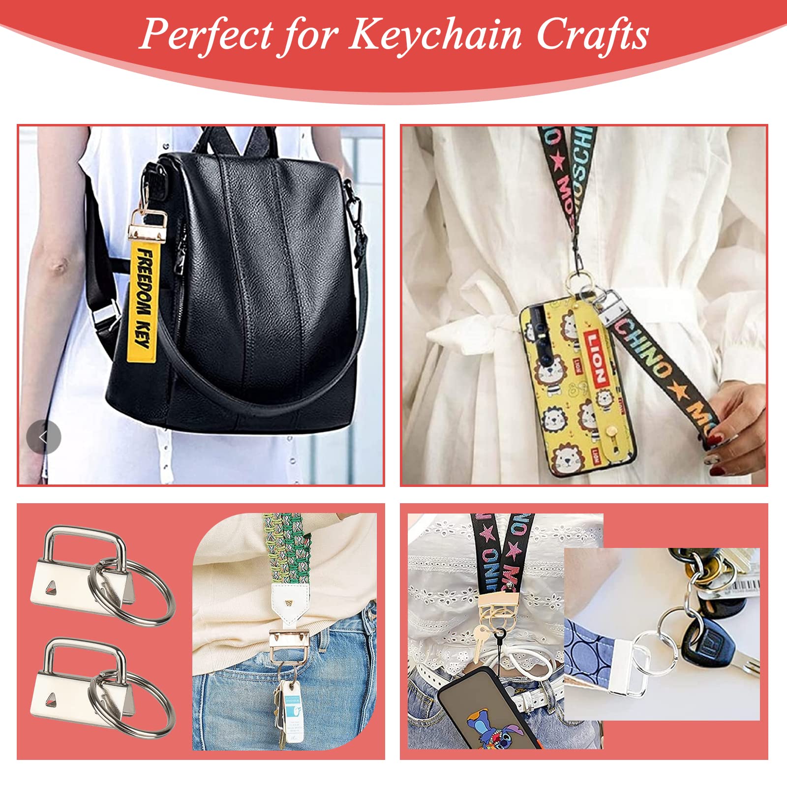 120 Pieces 1" Key Fob Hardware with 1 Key Fob Pliers Set Includeds 4 Colors Key Chain Hardware for Wrist Strap, Key Chain, Lanyard Keychain Making Hardware Supplies