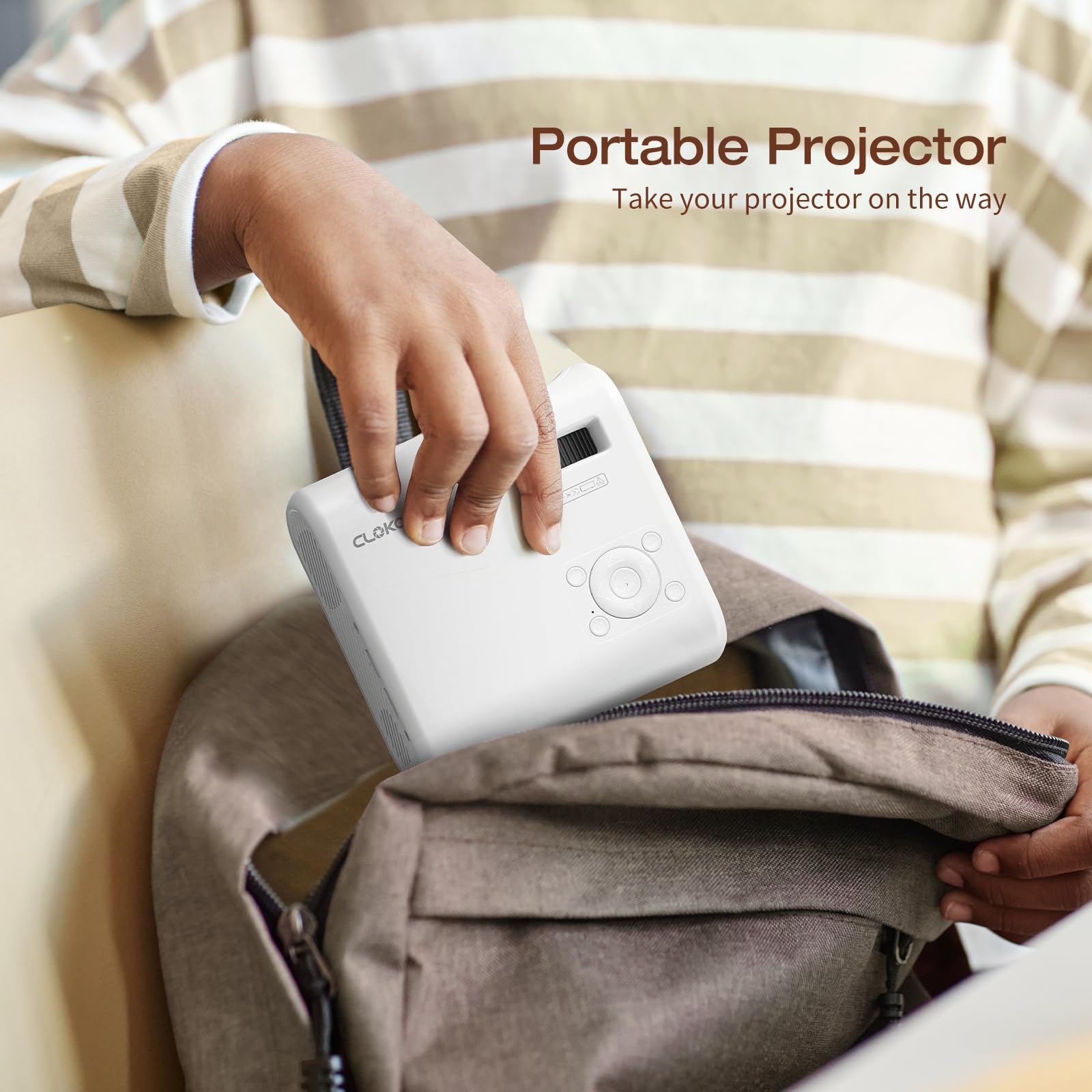 Mini Projector, CLOKOWE 2023 Upgraded Portable Projector with 7000 Lux and Full HD 1080P, Movie Projector Compatible with iOS/Android Phone/Tablet/Laptop/PC/TV Stick/Box/USB Drive/DVD/Game Console