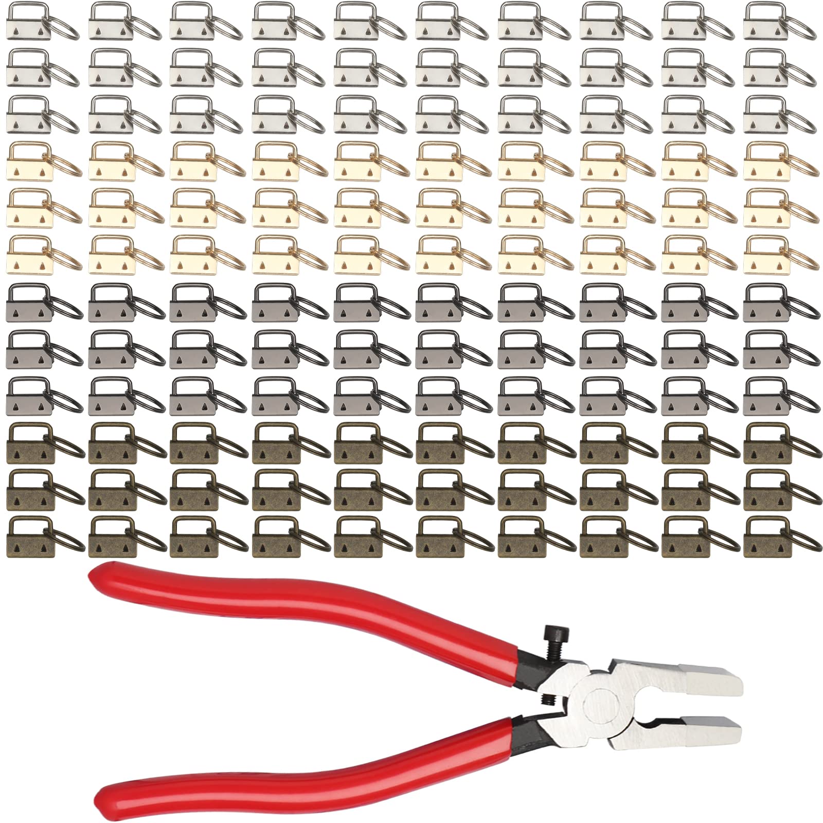 120 Pieces 1" Key Fob Hardware with 1 Key Fob Pliers Set Includeds 4 Colors Key Chain Hardware for Wrist Strap, Key Chain, Lanyard Keychain Making Hardware Supplies