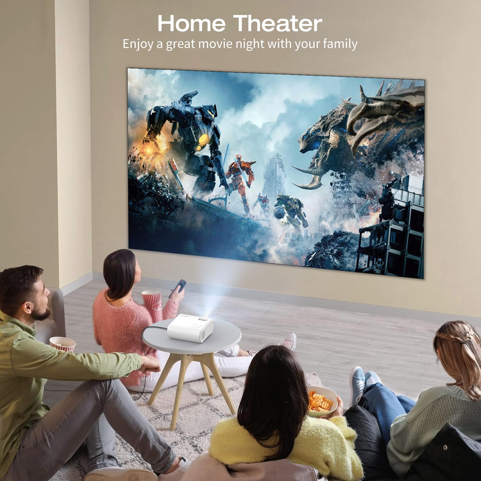 Mini Projector, CLOKOWE 2023 Upgraded Portable Projector with 7000 Lux and Full HD 1080P, Movie Projector Compatible with iOS/Android Phone/Tablet/Laptop/PC/TV Stick/Box/USB Drive/DVD/Game Console