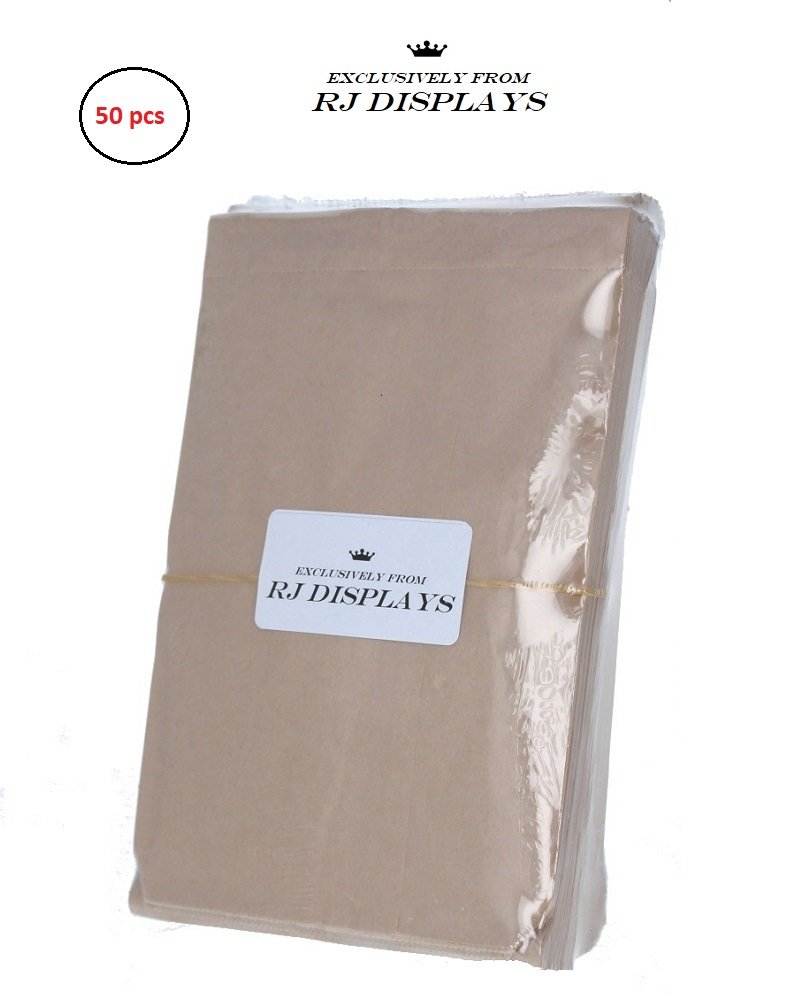 RJ Displays-Brown Kraft Flat Merchandise & Packaging Bags- Pack of 50 Bags Size-10" x 13" Inches