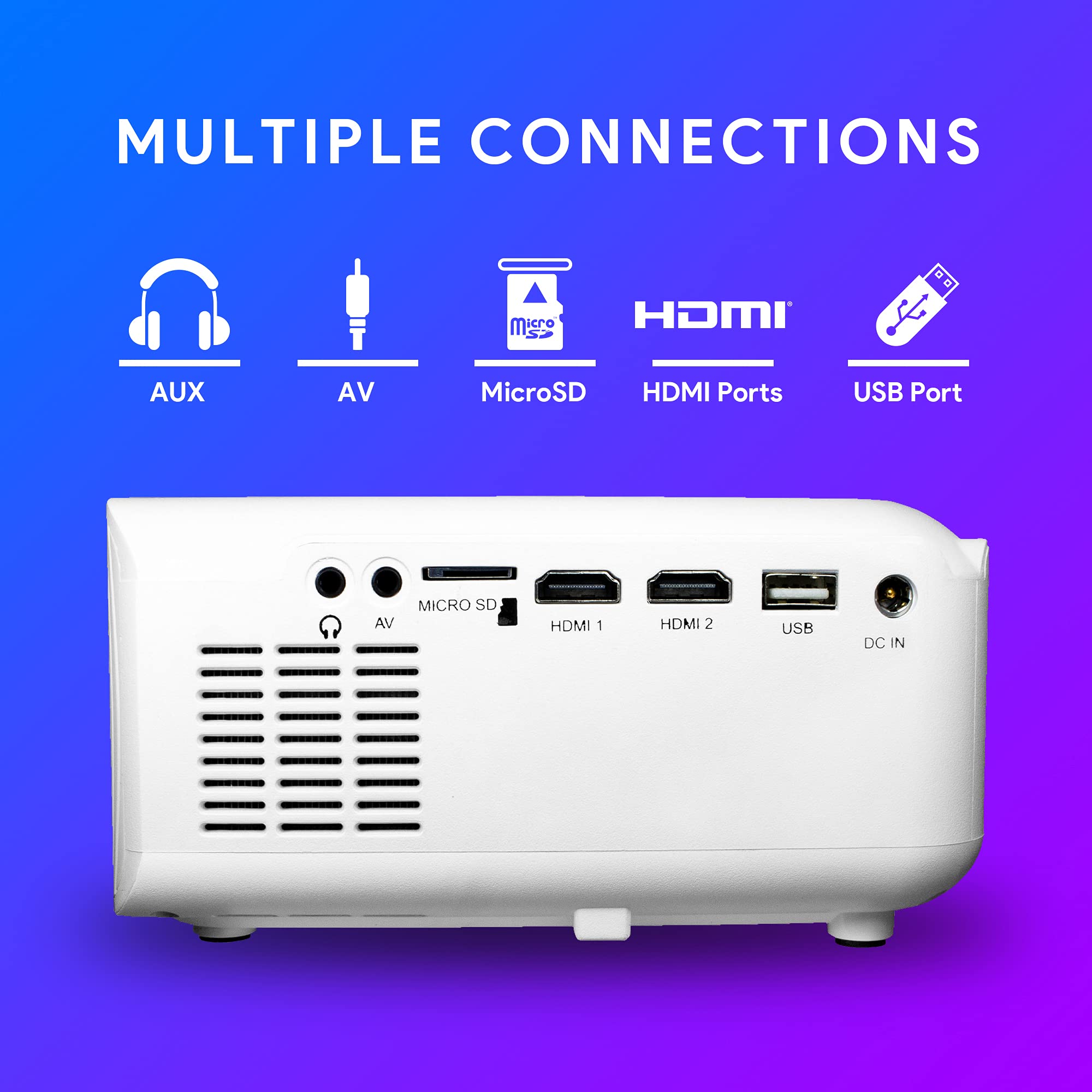 Ematic LED Projector - 1280 x 720 - Front - 720p - 20000 Hour Normal ModeHD - HDMI - USB