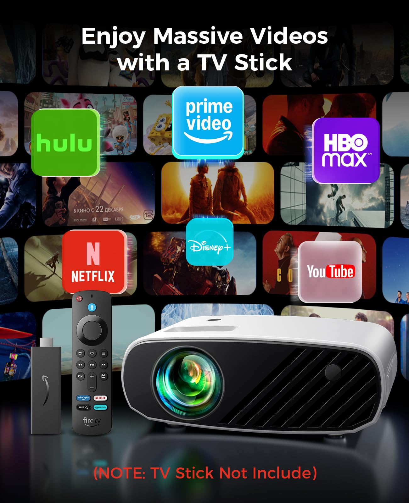 Mini Projector for iPhone, ELEPHAS 2023 Upgraded 1080P HD Projector, 8000L Portable Projector with Tripod and Carry Bag, Movie Projector Compatible with Android/iOS/Windows/TV Stick/HDMI/USB