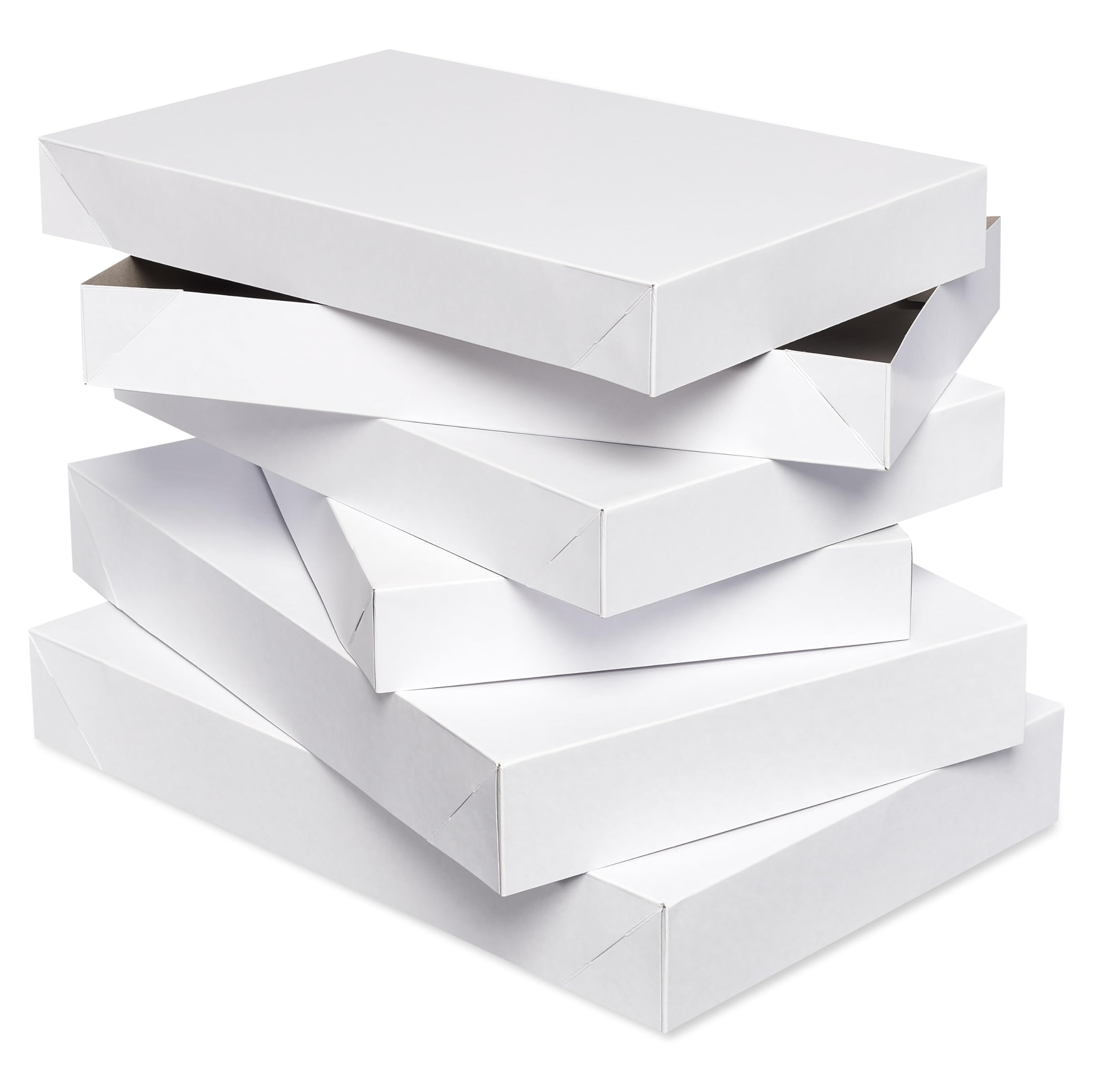 American Greetings White Gift Boxes with Lids for Birthdays, Easter, Mother's Day, Father's Day, Graduation and All Occasions, (5-Count, 3 Medium 14.75'' x 9.5'', 2 Large 17''x 11'')