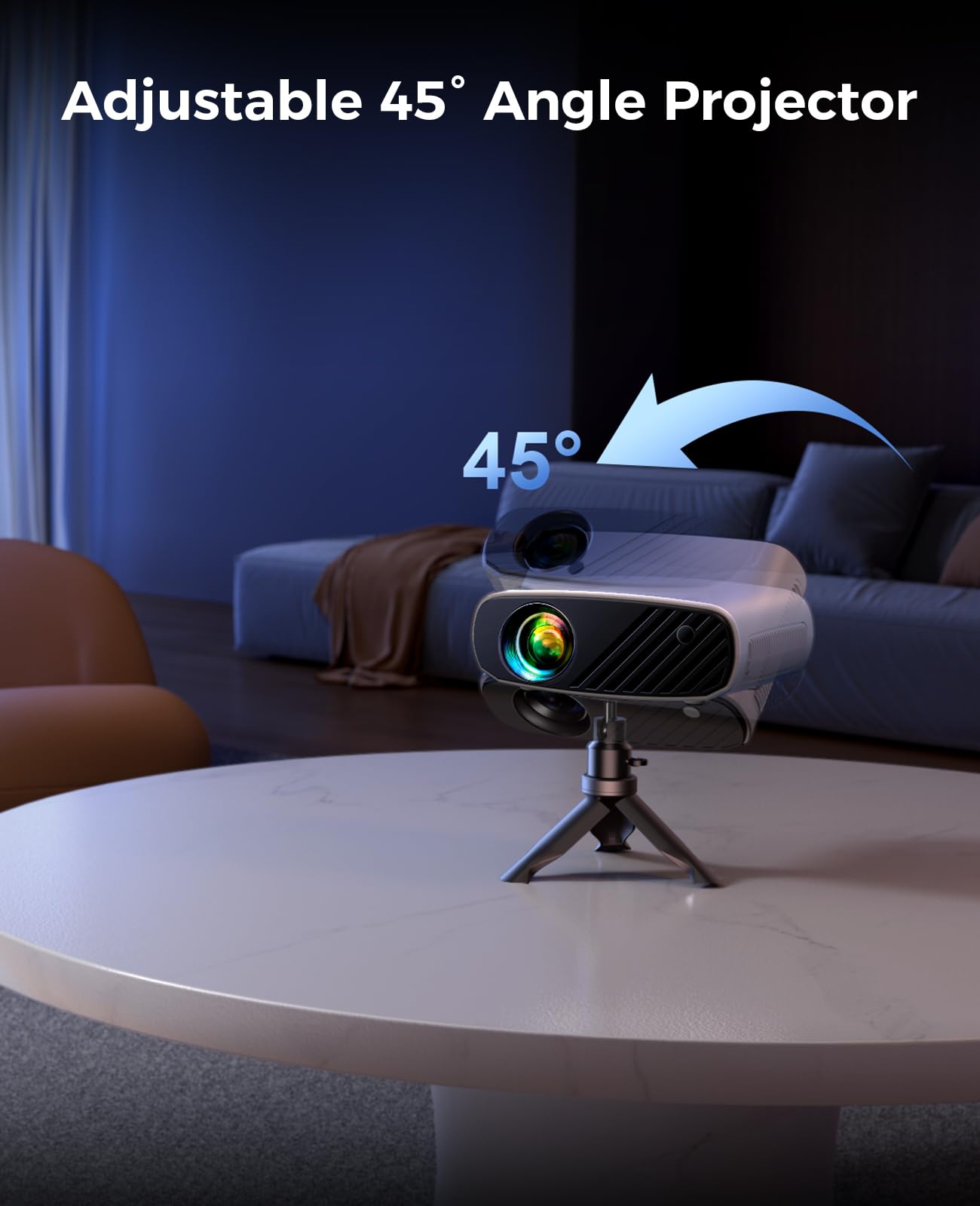 Mini Projector for iPhone, ELEPHAS 2023 Upgraded 1080P HD Projector, 8000L Portable Projector with Tripod and Carry Bag, Movie Projector Compatible with Android/iOS/Windows/TV Stick/HDMI/USB