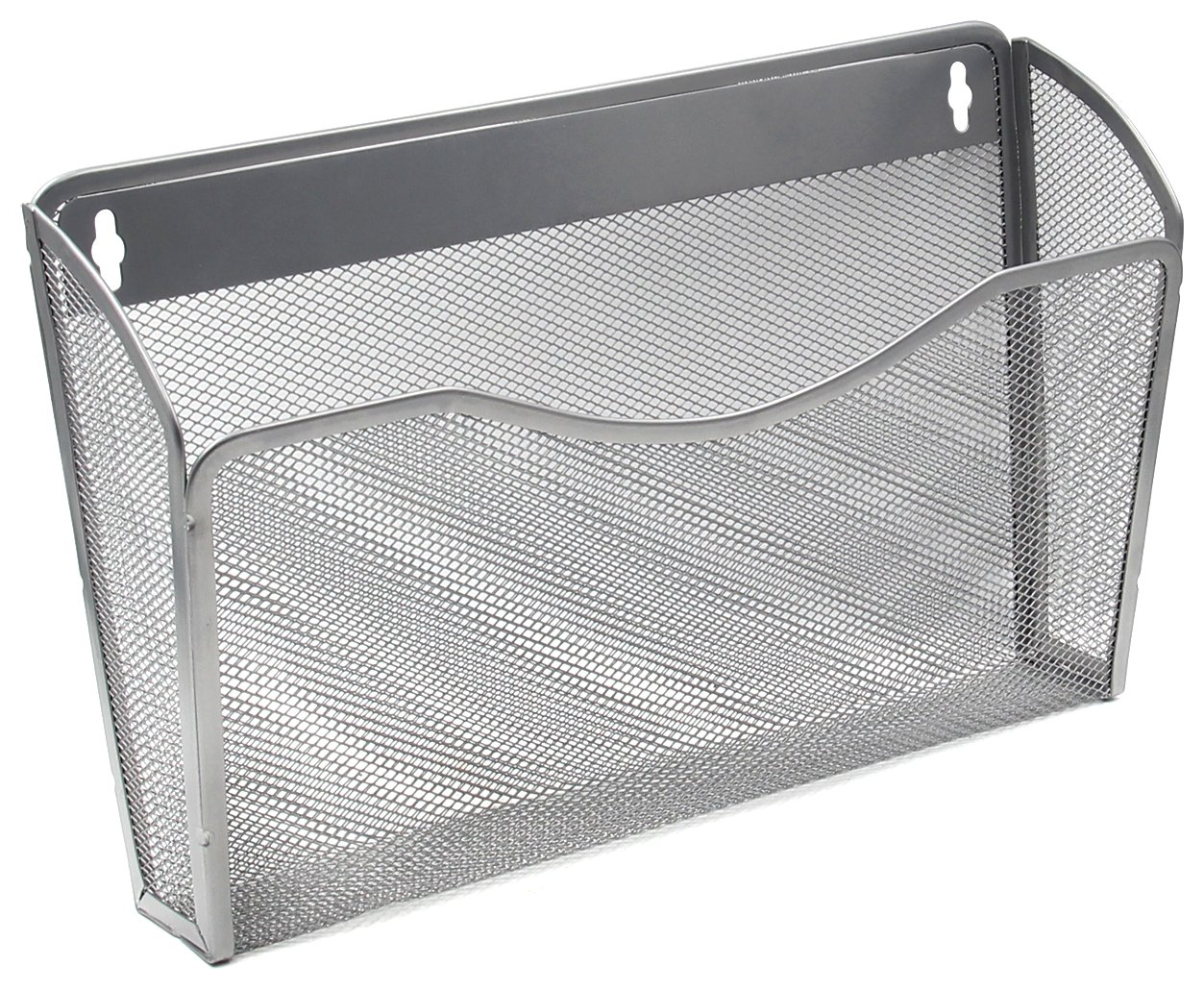 EasyPAG Wall Mount File Holder Mesh Single Pocket Hanging File Organizer Magzine Folder Basket Paper Rack for Office and Home,Silver