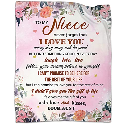 RIEDIOVS Niece Gifts Blanket-to My Niece Blanket-Birthday Gift for Niece from Aunt-Gifts for Niece Beautiful 60" x 50" Throw Blanket -1