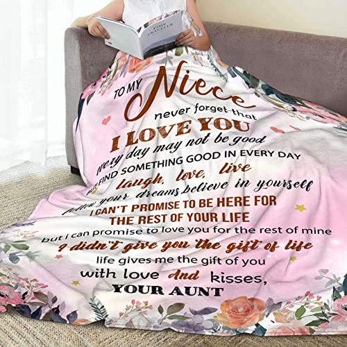 RIEDIOVS Niece Gifts Blanket-to My Niece Blanket-Birthday Gift for Niece from Aunt-Gifts for Niece Beautiful 60" x 50" Throw Blanket -1