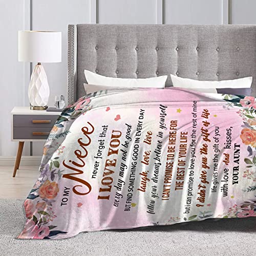 RIEDIOVS Niece Gifts Blanket-to My Niece Blanket-Birthday Gift for Niece from Aunt-Gifts for Niece Beautiful 60" x 50" Throw Blanket -1