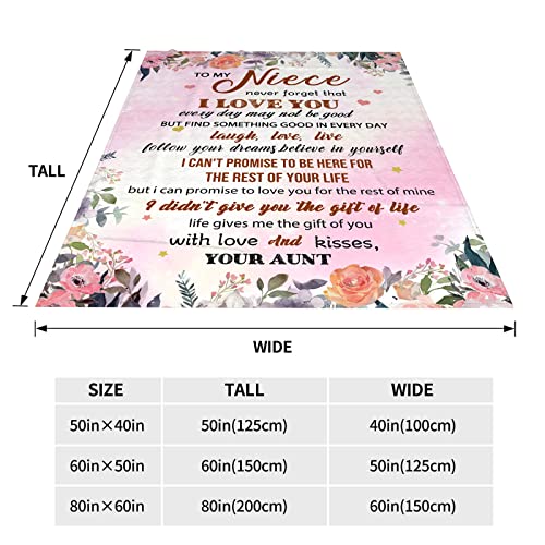 RIEDIOVS Niece Gifts Blanket-to My Niece Blanket-Birthday Gift for Niece from Aunt-Gifts for Niece Beautiful 60" x 50" Throw Blanket -1