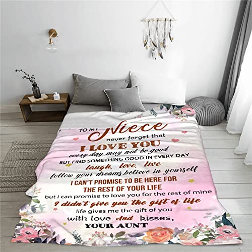 RIEDIOVS Niece Gifts Blanket-to My Niece Blanket-Birthday Gift for Niece from Aunt-Gifts for Niece Beautiful 60" x 50" Throw Blanket -1