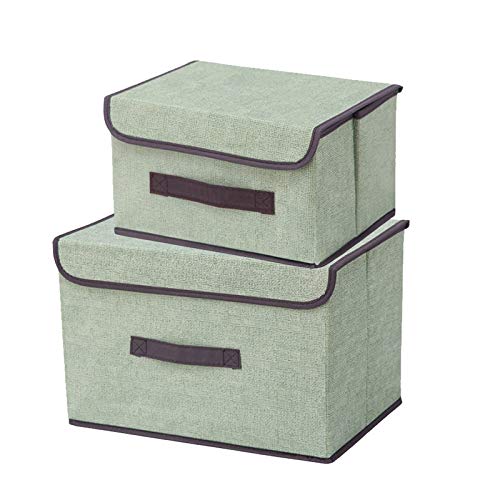 TorSor 2 Pack Foldable Storage Box Closet Organizer Bin Collapsible Bags Cubes Container Baskets Container Cover with Lids Handle for Home Bedroom Laundry Underwear Toys Office