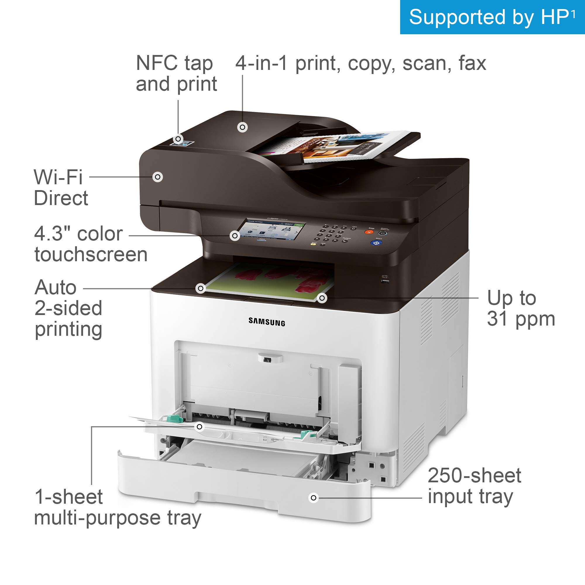 SAMSUNG ProXpress C3060FW All in One Color Laser Printer with Wireless & Mobile Connectivity, Duplex Printing, Print Security & Management Tools (SS212A)