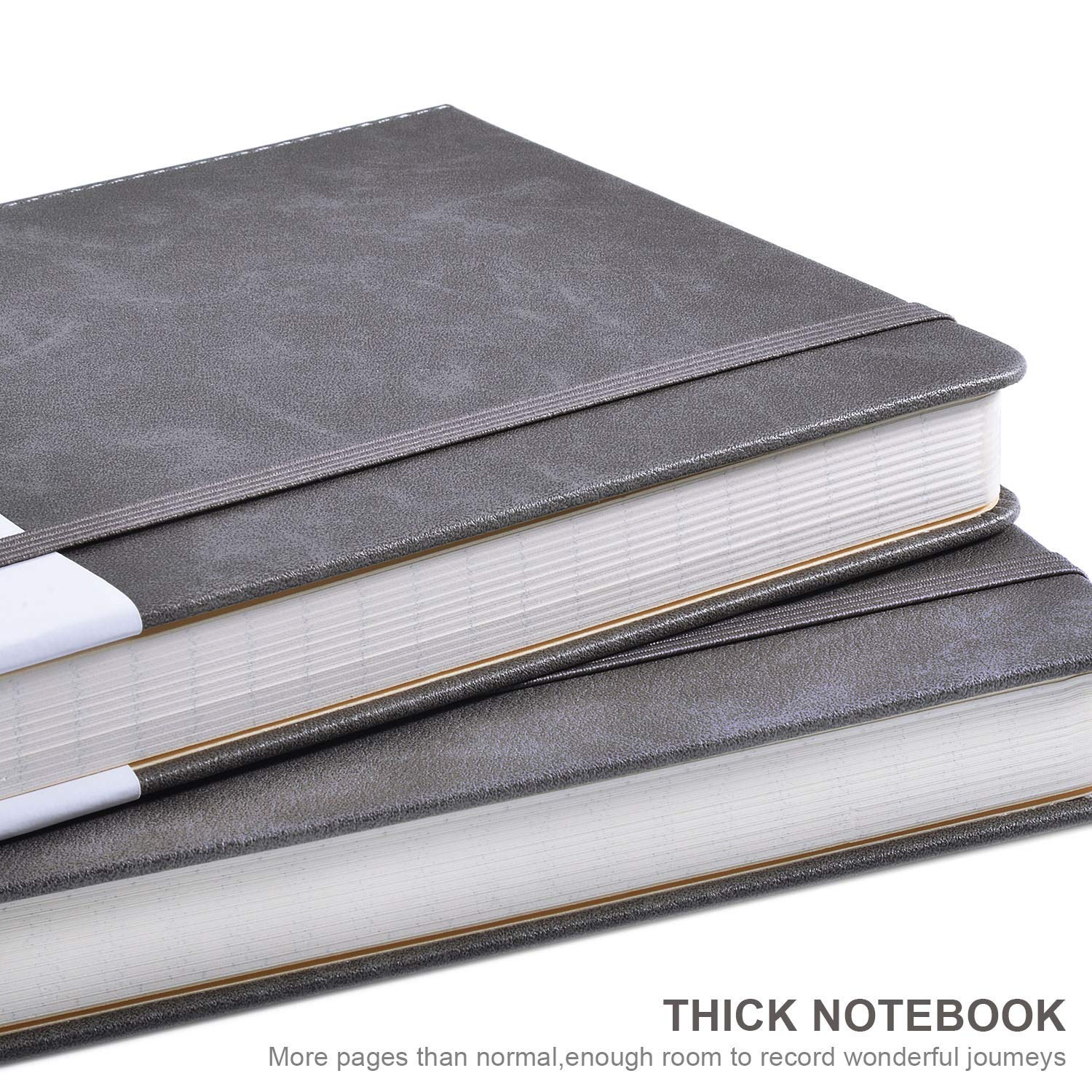 Thick Classic Notebook with Pen Loop - A5 College Ruled Hardcover Writing Notebook with Pocket + Page Dividers Gifts, Banded, Large, 180 Pages, 8.4 x 5.7 in