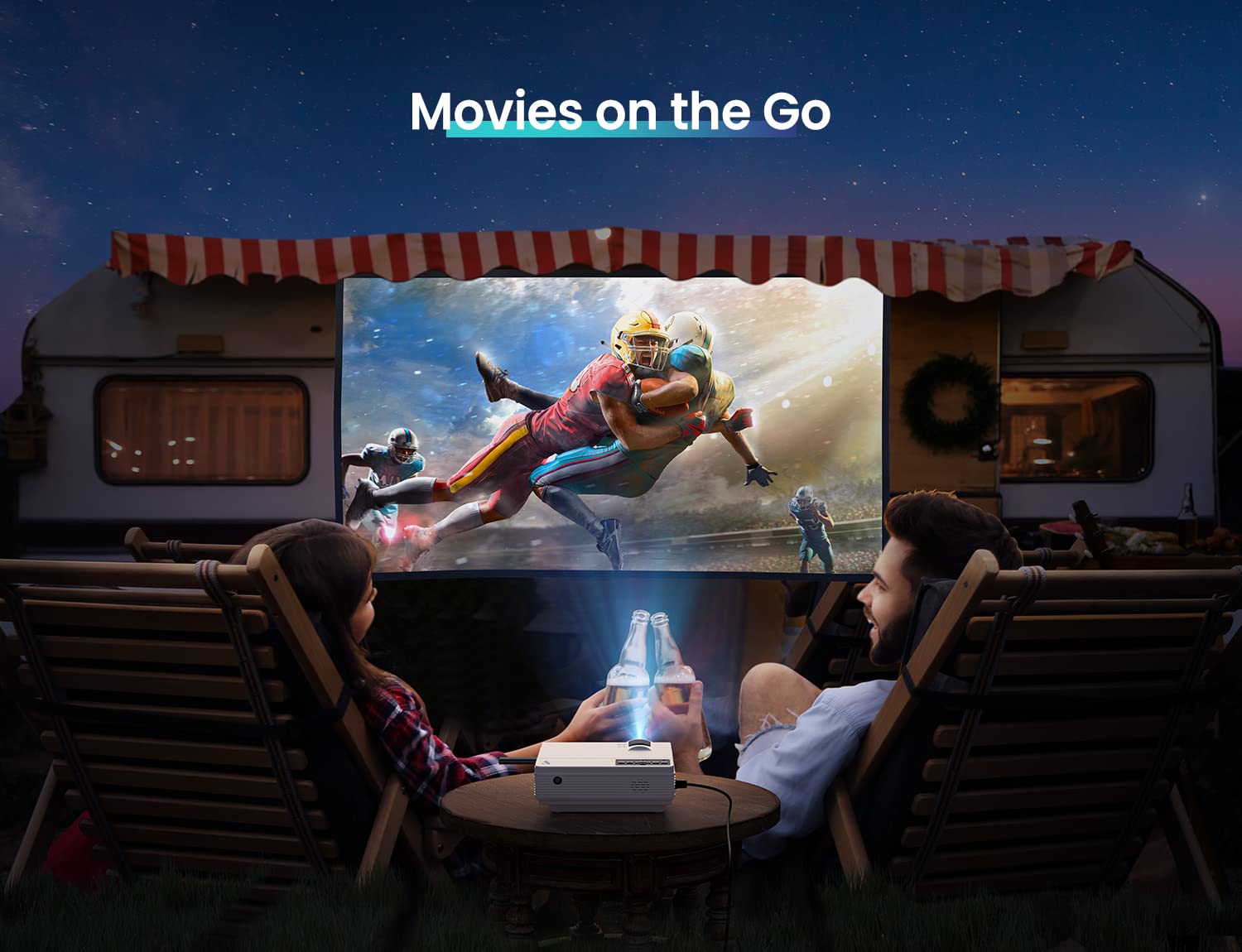 Portable Mini Projector 1080P Supported, Movie Projector w/ Tripod & 55,000 Hrs Lamp Life, Acrojoy Multimedia Home Theater Projector, Compatible with TV Stick, HDMI, VGA, USB, Laptop, Smartphone