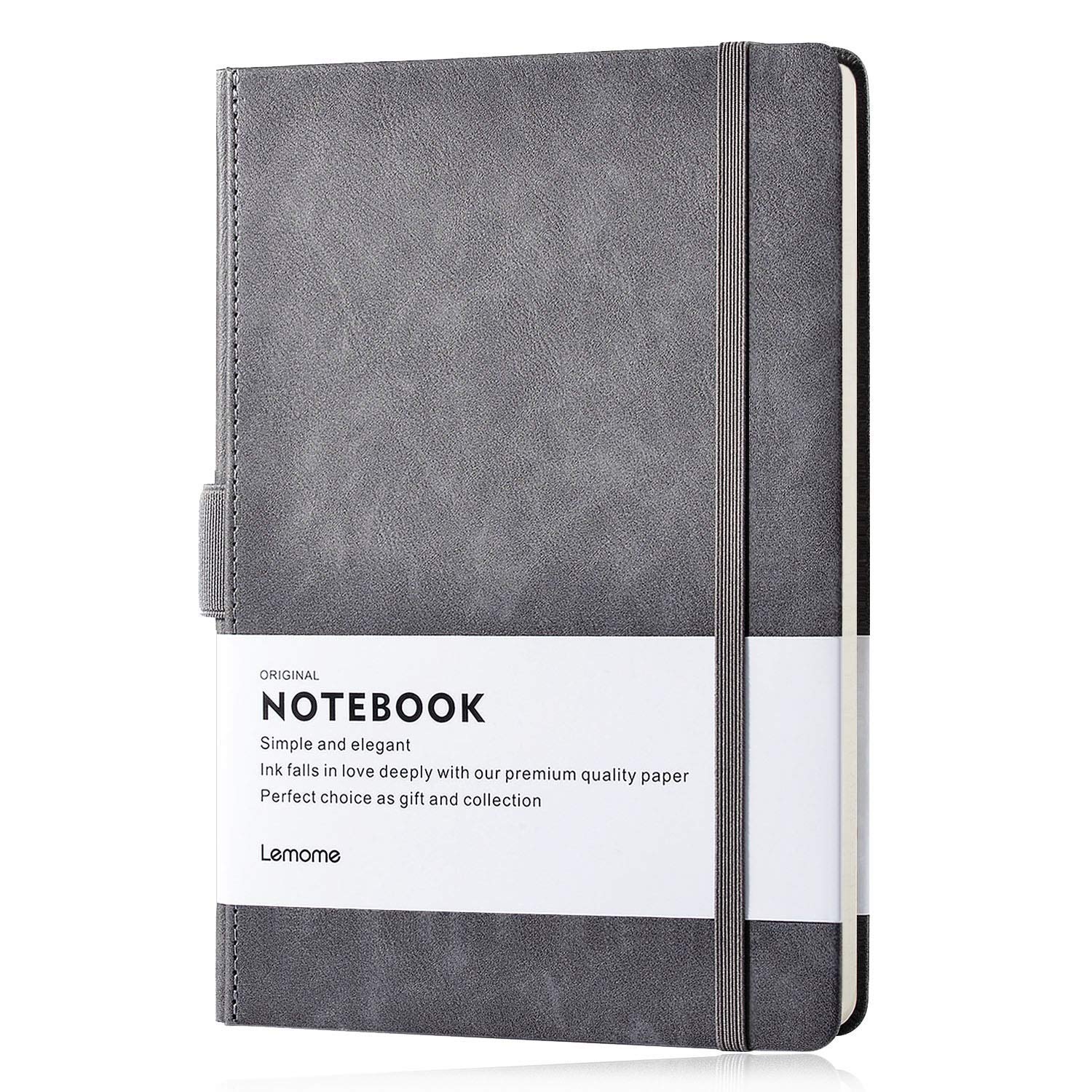 Thick Classic Notebook with Pen Loop - A5 College Ruled Hardcover Writing Notebook with Pocket + Page Dividers Gifts, Banded, Large, 180 Pages, 8.4 x 5.7 in