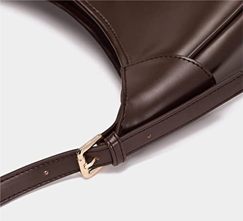 Women's Vegan Leather Hobo Crossbody Shoulder Bag Handbag Purse (Brown)