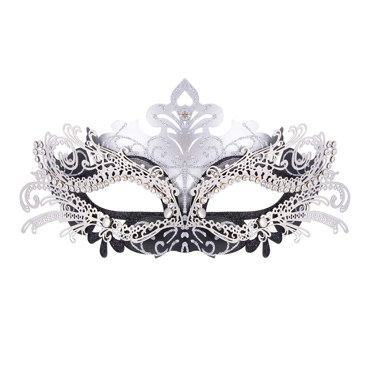 Hoshin Masquerade Mask, Mardi Gras Deecorations Venetian Masks for Womens (Silver & Black)