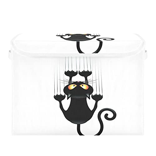 Blueangle Collapsible Storage Boxes 1 Pack, Cat Paw Print Storage Baskets with Lids and Handle for Home Bedroom Closet Office（905）
