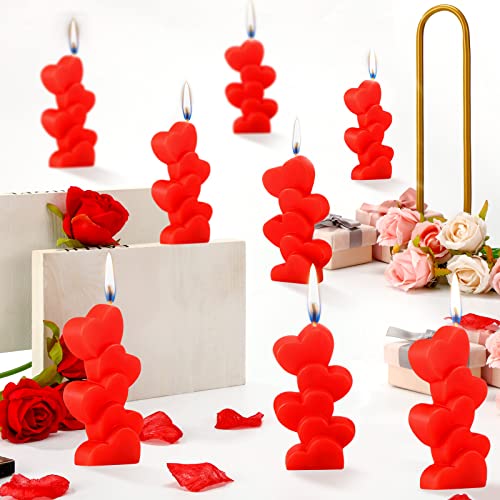 8 Pcs Valentine's Day Heart Tealight Candles Handmade Delicate Red Heart Candle Small Candles Romantic Candles for Valentine's Day Party Wedding Spa Home Decoration Gifts