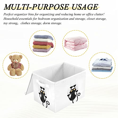 Blueangle Collapsible Storage Boxes 1 Pack, Cat Paw Print Storage Baskets with Lids and Handle for Home Bedroom Closet Office(905)