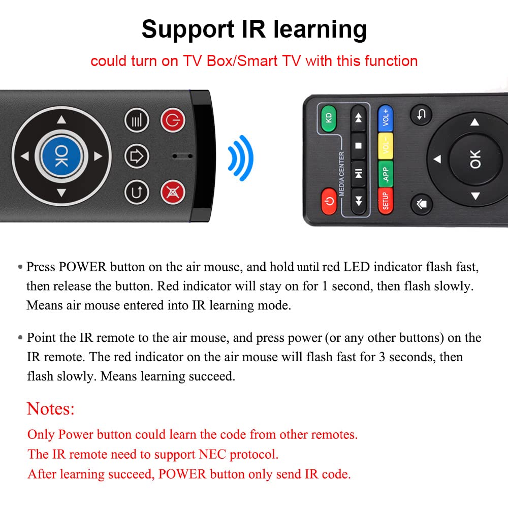 oFourSmart 2.4G Wireless Remote Controller with Nano USB Receiver Supports IR Learning Function Perfect for Android TV Box IPTV Mini PC Smart TV Projector
