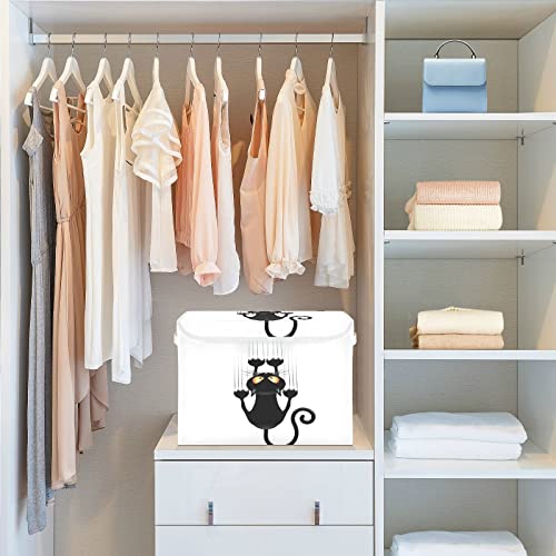 Blueangle Collapsible Storage Boxes 1 Pack, Cat Paw Print Storage Baskets with Lids and Handle for Home Bedroom Closet Office(905)