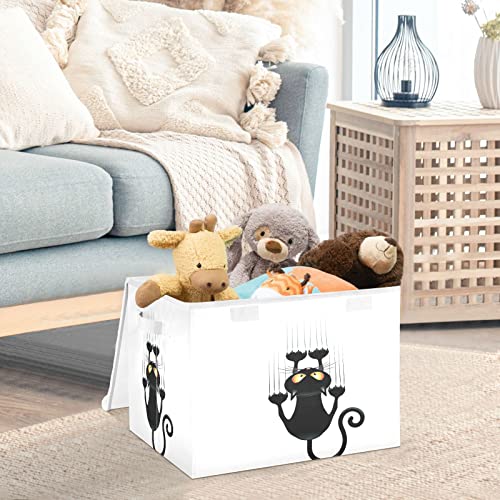 Blueangle Collapsible Storage Boxes 1 Pack, Cat Paw Print Storage Baskets with Lids and Handle for Home Bedroom Closet Office(905)